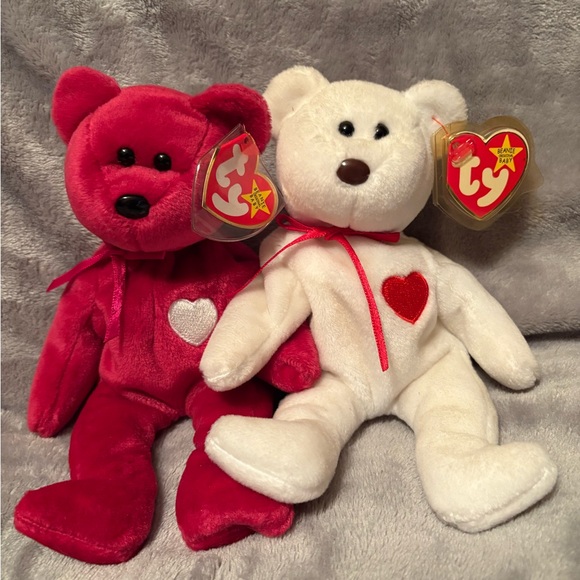 Ty | Toys | Rare Ty Red And White Rear Set Stuffed Animal Bears With ...